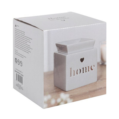 Ceramic Grey Home Cut-Out Oil Burner and Wax Melt