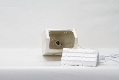 Ceramic House Table Lamp Cream Base with Cream Roof Soft Warm Light ...