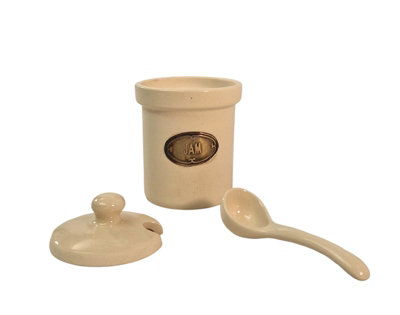 CERAMIC JAM JAR WITH CERAMIC SPOON