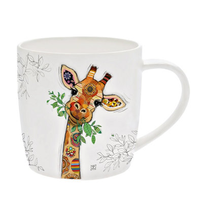 Ceramic Mug Gina Giraffe Animal Print Cup Bug Art Fine China Novelty ...