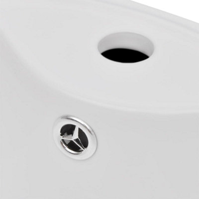 Ceramic Stand Bathroom Sink Basin Faucet/Overflow Hole White Round