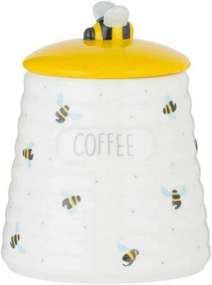 Ceramic Sweet Bee Stoneware Kitchen Tea Coffee Sugar Storage Canister ...