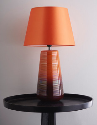 Ceramic table lamps in orange glazed finishes with matching lamp shades ...