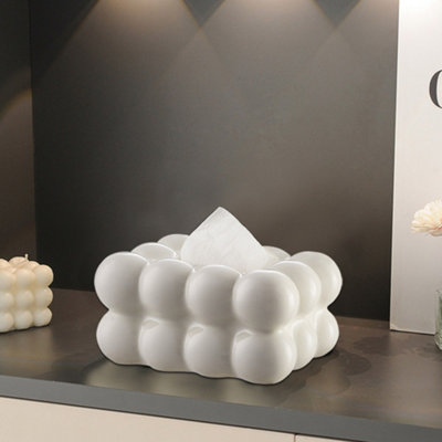 Ceramic Tissue Box Cover Tissue Holder for Desk Bathroom Kitchen Office ...