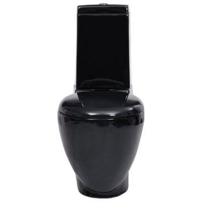 Ceramic Toilet Back Water Flow Black
