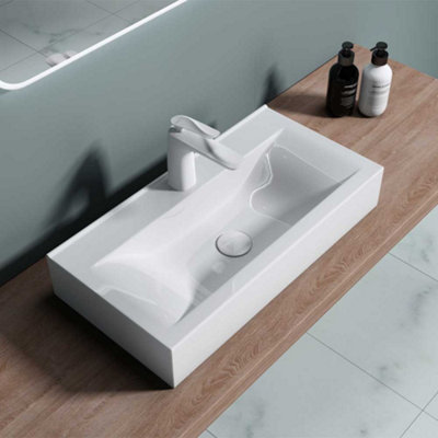 Ceramic Wall Hung or Counter Top Basin Single Faucet Hole Without ...