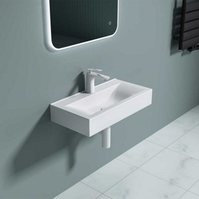 Ceramic Wall Hung or Counter Top Basin Single Faucet Hole Without ...