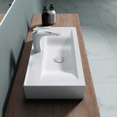 Ceramic Wall Hung or Counter Top Basin Single Faucet Hole Without ...