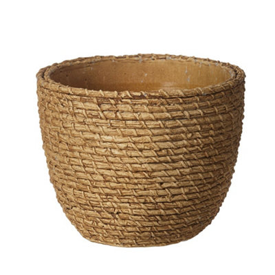 Ceramic Woven Texture Indoor Plant Pot H12 cm | DIY at B&Q