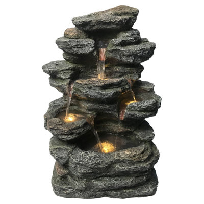 Certikin Heissner Rocky Waterfall Water Feature with Pump and Light ...