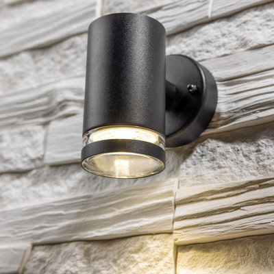 CGC Black Down Outdoor Wall Light Clear Ring Diffuser Modern Design ...