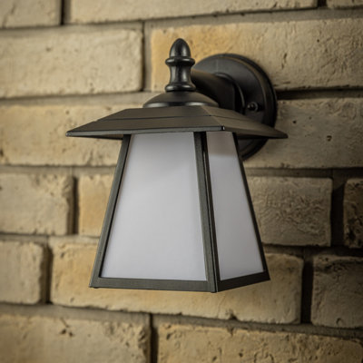 CGC Black Outdoor Outside Wall Light Traditional Vintage Opal Diffuser ...