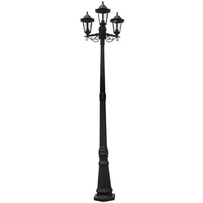 CGC Black Outdoor Three Head Tall Post Lantern Traditional Vintage ...
