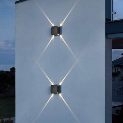 CGC Black Square Bright Exterior Wall Ceiling LED Light 4 Way Multi ...
