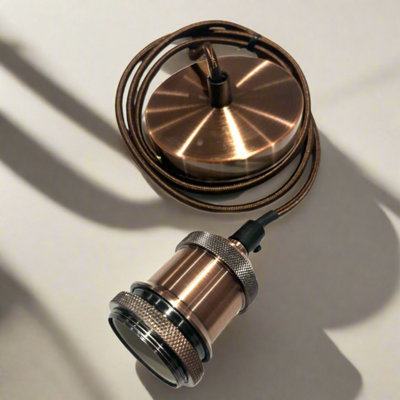 CGC CASSIE Copper 1.5m Adjustable E27 Ceiling Suspension Cable Pendant ...