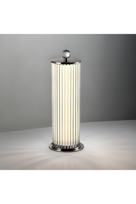 CGC CELIA White and Chrome Opal Crystal Bar Cylinder Built in LED Table ...