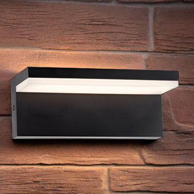 CGC DALLAS Black Rectangular Outdoor Wall Light LED Opal Diffuser 3000k ...