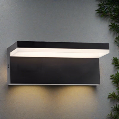 CGC DALLAS Black Rectangular Outdoor Wall Light LED Opal Diffuser 3000k ...