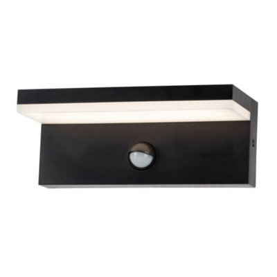 CGC Dallas Black Rectangular Outdoor Wall Light PIR Motion Sensor LED ...