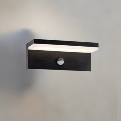 CGC Dallas Black Rectangular Outdoor Wall Light PIR Motion Sensor LED ...