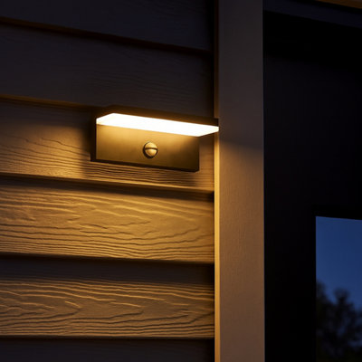 CGC Dallas Black Rectangular Outdoor Wall Light PIR Motion Sensor LED ...