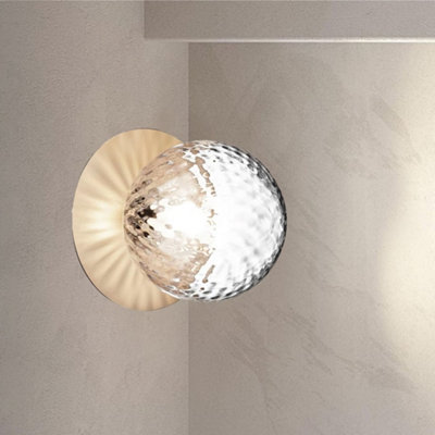 CGC DIXON Brushed Gold and Clear Glass Globe Diffuser Wall or Ceiling ...