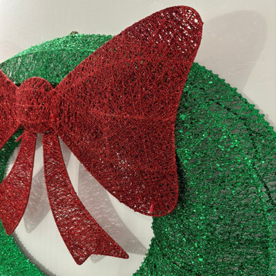 CGC Extra Large 90cm Luxury Green With Red Bow Pre Lit LED Christmas ...