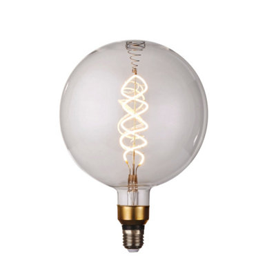 CGC Extra Large Clear Glass Spiral Filament E27 LED Bulb Globe Warm ...