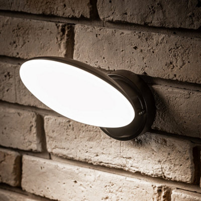 CGC EZRA Slim Round Black LED Outdoor Wall Light 10W 1000lm 4000k ...