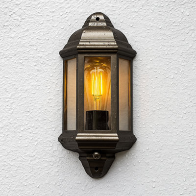 CGC Fred Black Outdoor Half Wall Light Lantern with PIR Motion Sensor