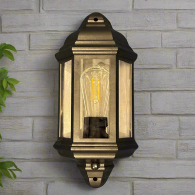CGC Fred Black Outdoor Half Wall Light Lantern with PIR Motion Sensor