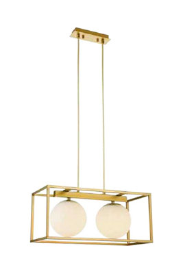 CGC Gold Rectangular Ceiling Light with Double Pearl Ball | DIY at B&Q