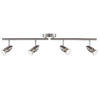 CGC KIT 4 Head GU10 Satin Stainless Steel Ceiling Split Bar Light ...