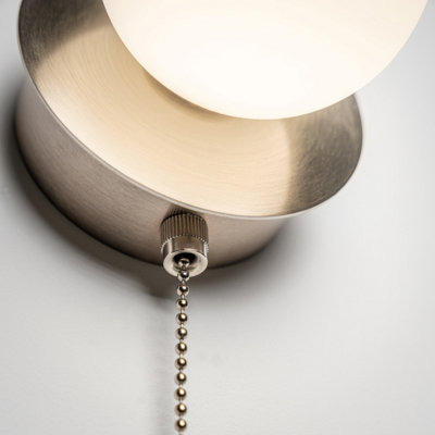 CGC MACIE Satin Nickel & White Opal Globe LED Rechargeable Magnetic USB Reading Bedside Wall ...