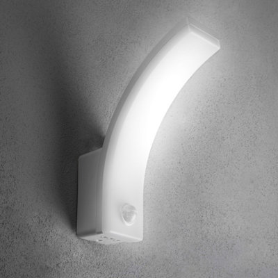 CGC MATEO White Curved LED Wall Light with PIR Motion Sensor Full Opal ...