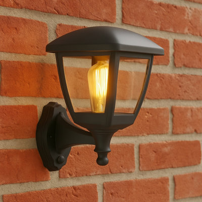 CGC NOVA Large Black Outdoor Wall Lantern Light PIR Motion Sensor with ...