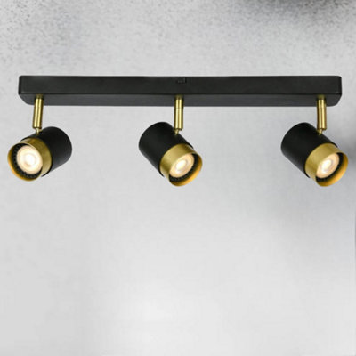 CGC ORIO Black and Brushed Gold Triple Three Head GU10 Adjustable ...