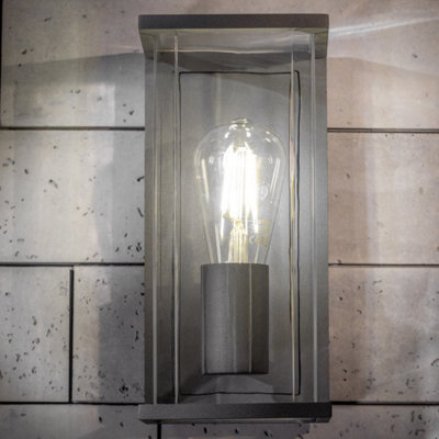CGC Outdoor Outside Wall Light Anthracite Grey E27 Lantern Clear ...