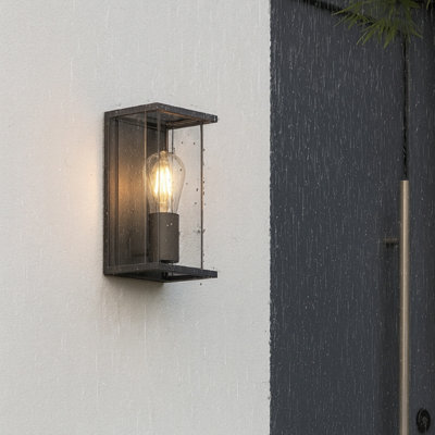 CGC Outdoor Outside Wall Light Anthracite Grey E27 Lantern Clear ...