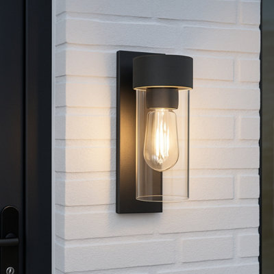 CGC Outdoor Outside Wall Light Anthracite Grey E27 Lantern Clear ...