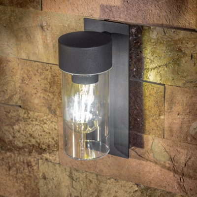 CGC Outdoor Outside Wall Light Anthracite Grey E27 Lantern Clear ...