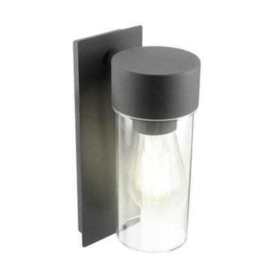 CGC Outdoor Outside Wall Light Anthracite Grey E27 Lantern Clear ...