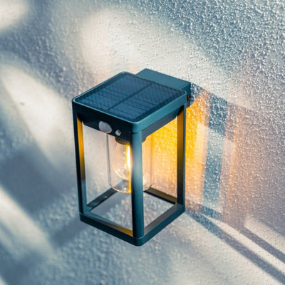 CGC Outdoor Outside Wall Light Anthracite Grey Solar Lantern PIR Motion ...