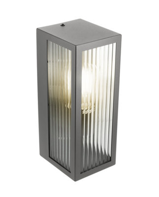 CGC Outdoor Outside Wall Light Bevelled Glass Black E27 Traditional ...