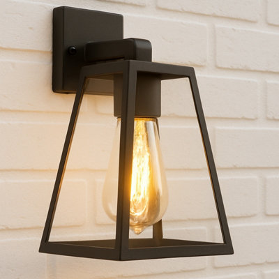 CGC Outdoor Outside Wall Light Black Clear Diffuser Traditional Porch ...