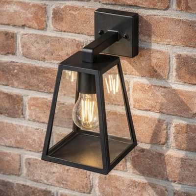 CGC Outdoor Outside Wall Light Black Clear Diffuser Traditional Porch ...