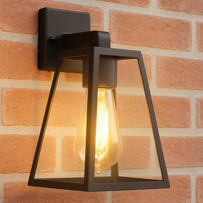 CGC Outdoor Outside Wall Light Black Clear Diffuser Traditional Porch ...