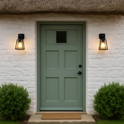 CGC Outdoor Outside Wall Light Black Clear Diffuser Traditional Porch ...