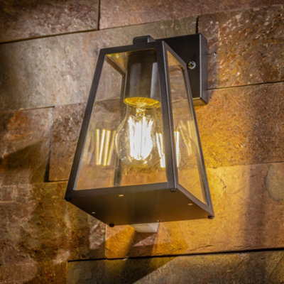 CGC Outdoor Outside Wall Light Black Clear Diffuser Traditional Porch ...