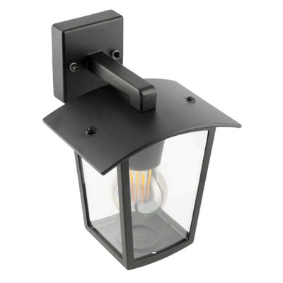 CGC Outdoor Outside Wall Light Black E27 Lantern Clear Diffuser IP44 ...